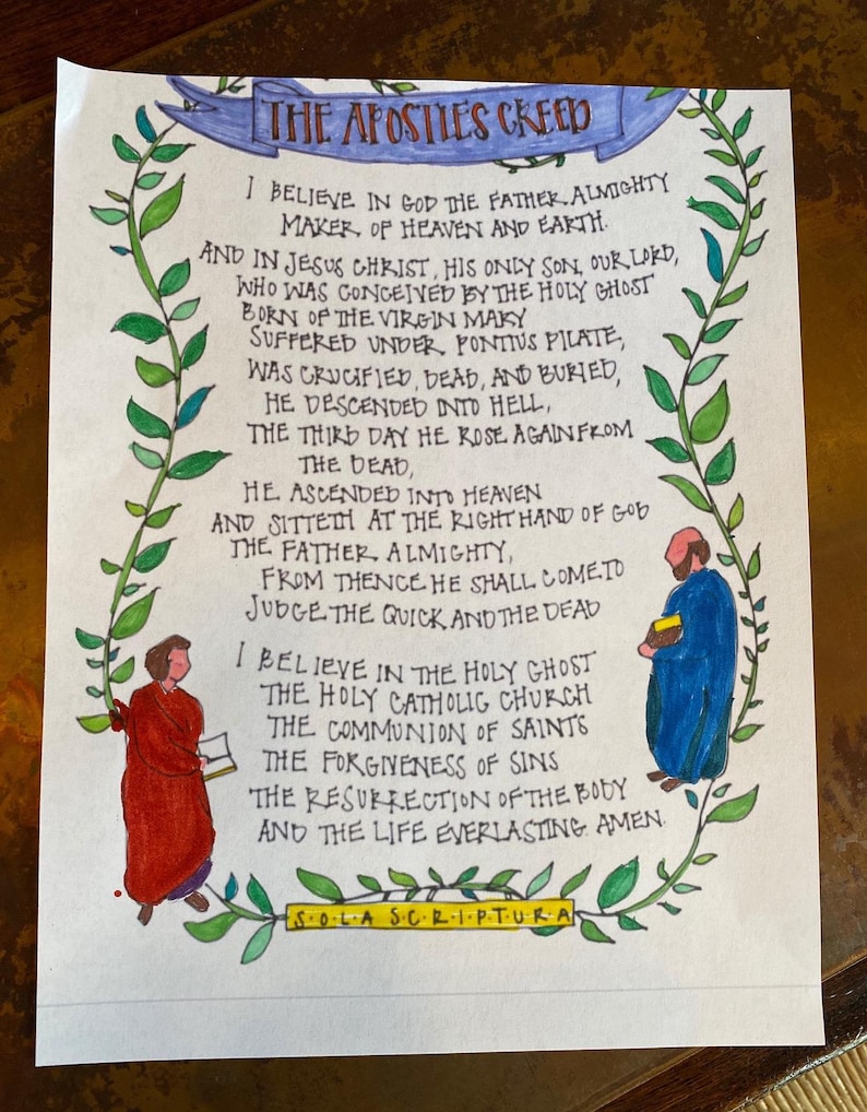 The Apostles Creed Wall Print - Coloring Page - Printable Wall Art ...