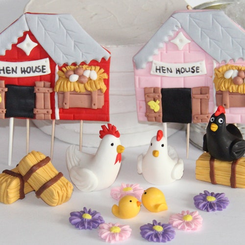 Fondant Chicken Coop Cake Decoration Retirement Party Birthday - Etsy