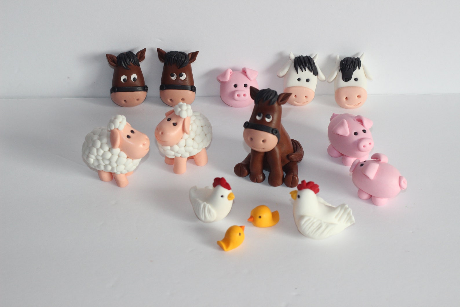 Fondant Farm Animals Cake Toppers: Handmade Barnyard Decoration - Etsy