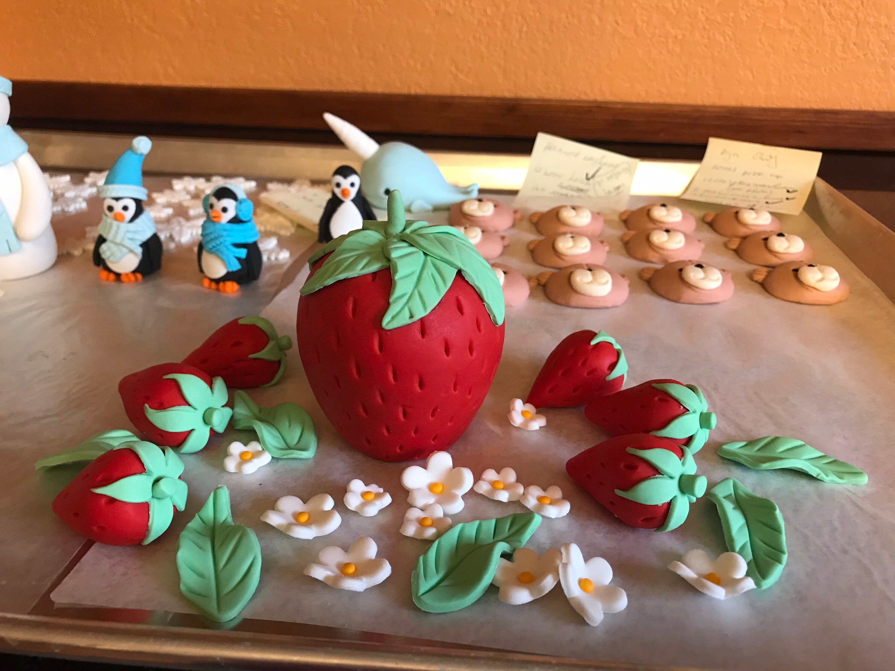 Fondant Large Strawberry Cake Decoration - Etsy