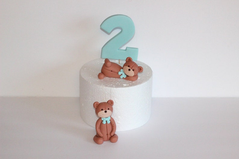 Fondant Teddy Bears Large Age Number Cake Topper Baby Shower | Etsy