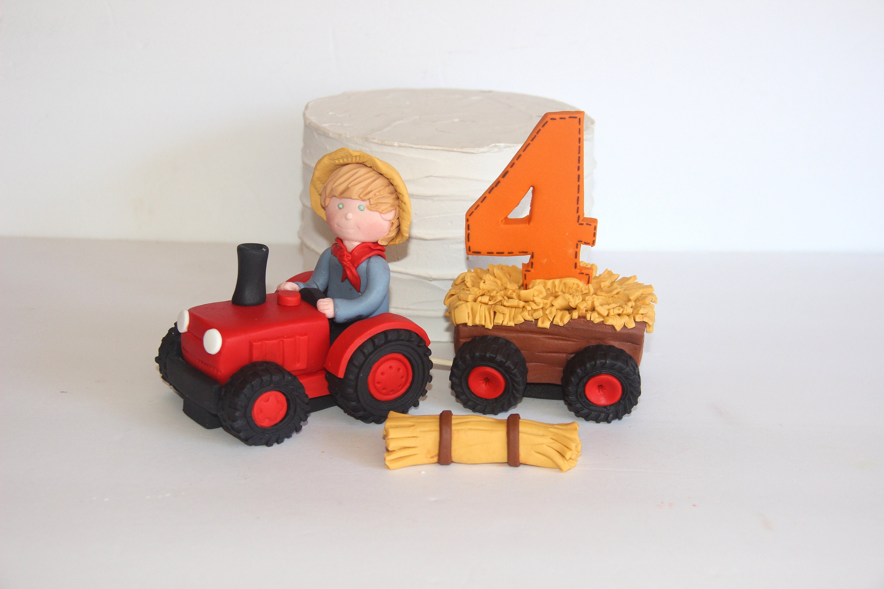 Fondant Tractor Farmer Cake Topper Farm Boy - Etsy