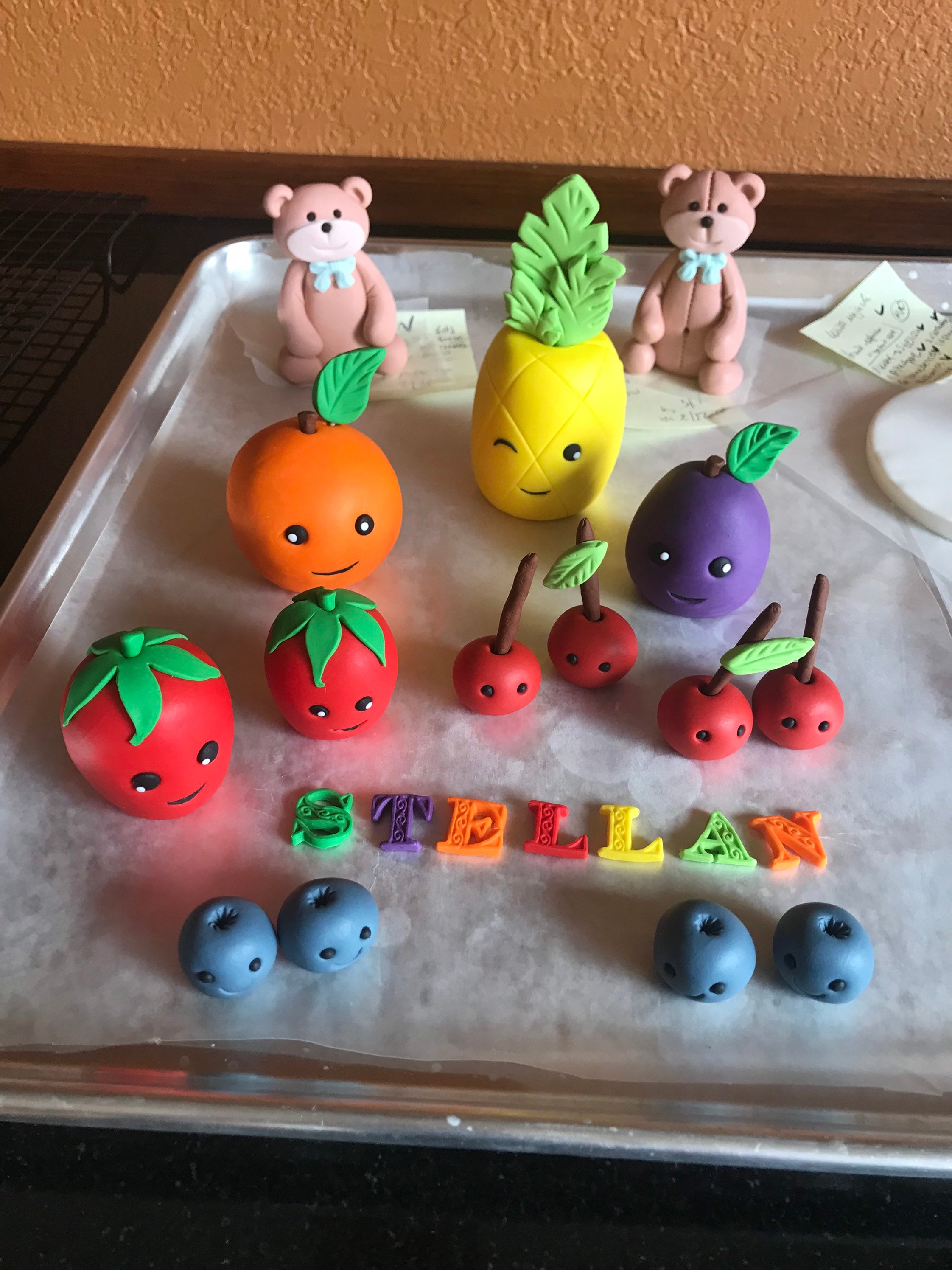 Fondant Fruits Cake Toppers Melon Lemon Orange Pineapple | Etsy