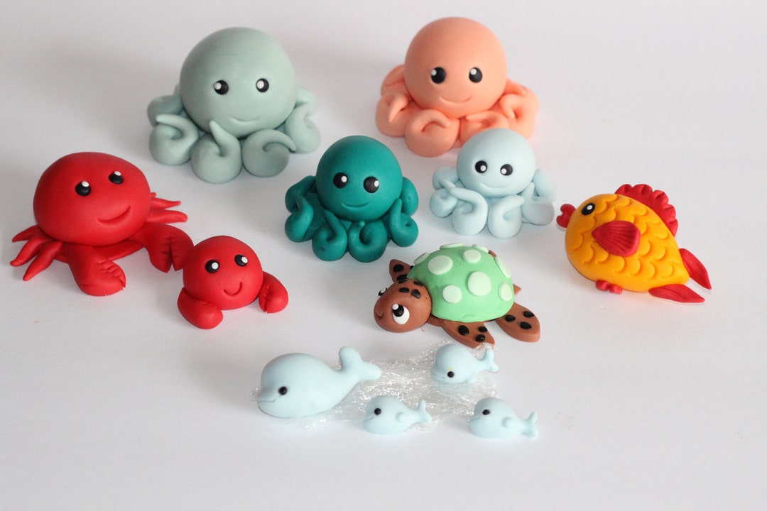Fondant Under the Sea Cake Toppers: Octopus, Crabs, Turtle, Fish - Etsy