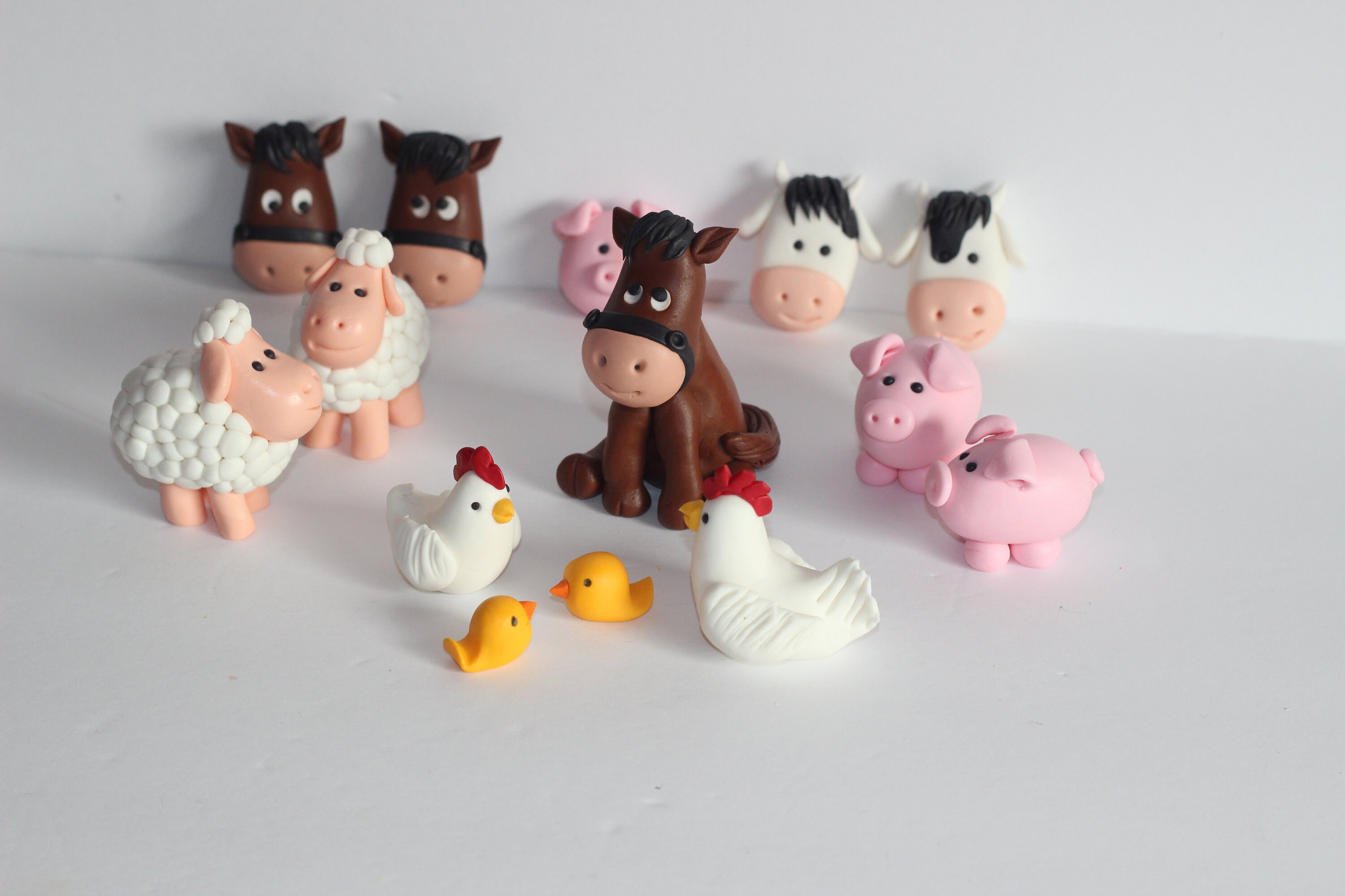 Fondant Farm Animals Cake Toppers: Handmade Barnyard Decoration - Etsy