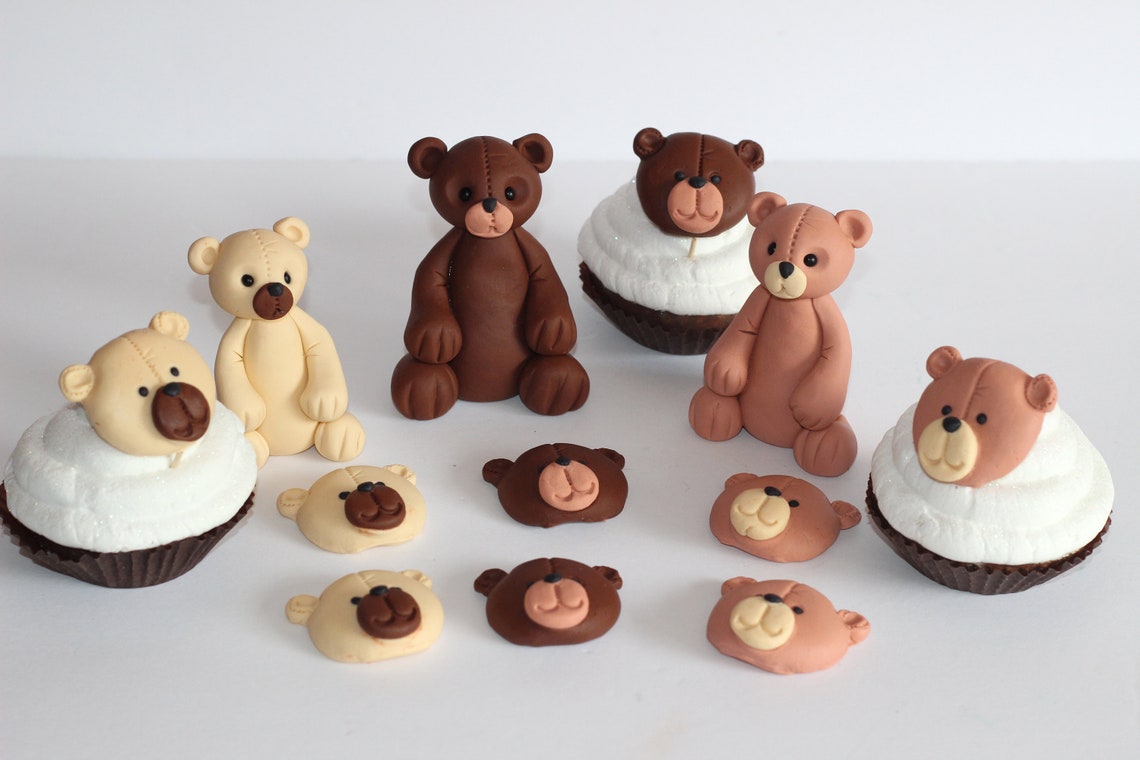 Fondant Teddy Bears Baby Shower Cake Topper Welcome Baby First - Etsy