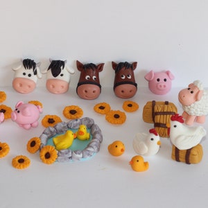 Fondant Farm Animals Cake Toppers: Handmade Barnyard Decoration - Etsy
