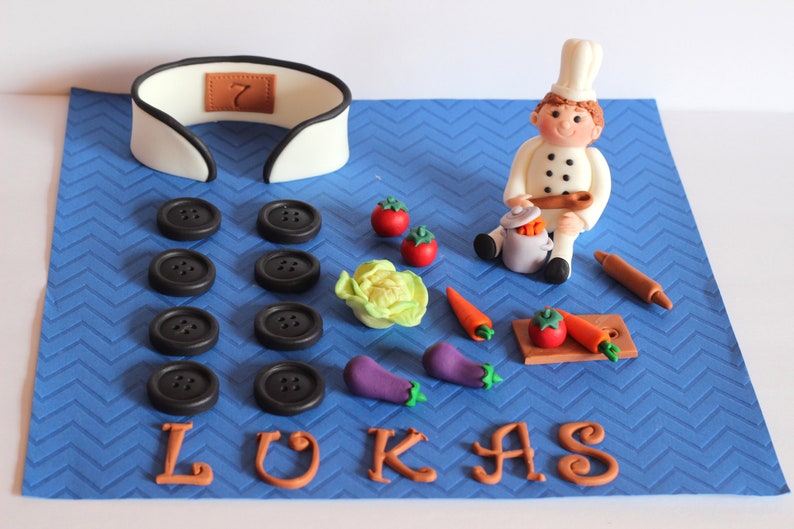 Fondant Chef Cake Topper Cooking Party Cake Decoration - Etsy
