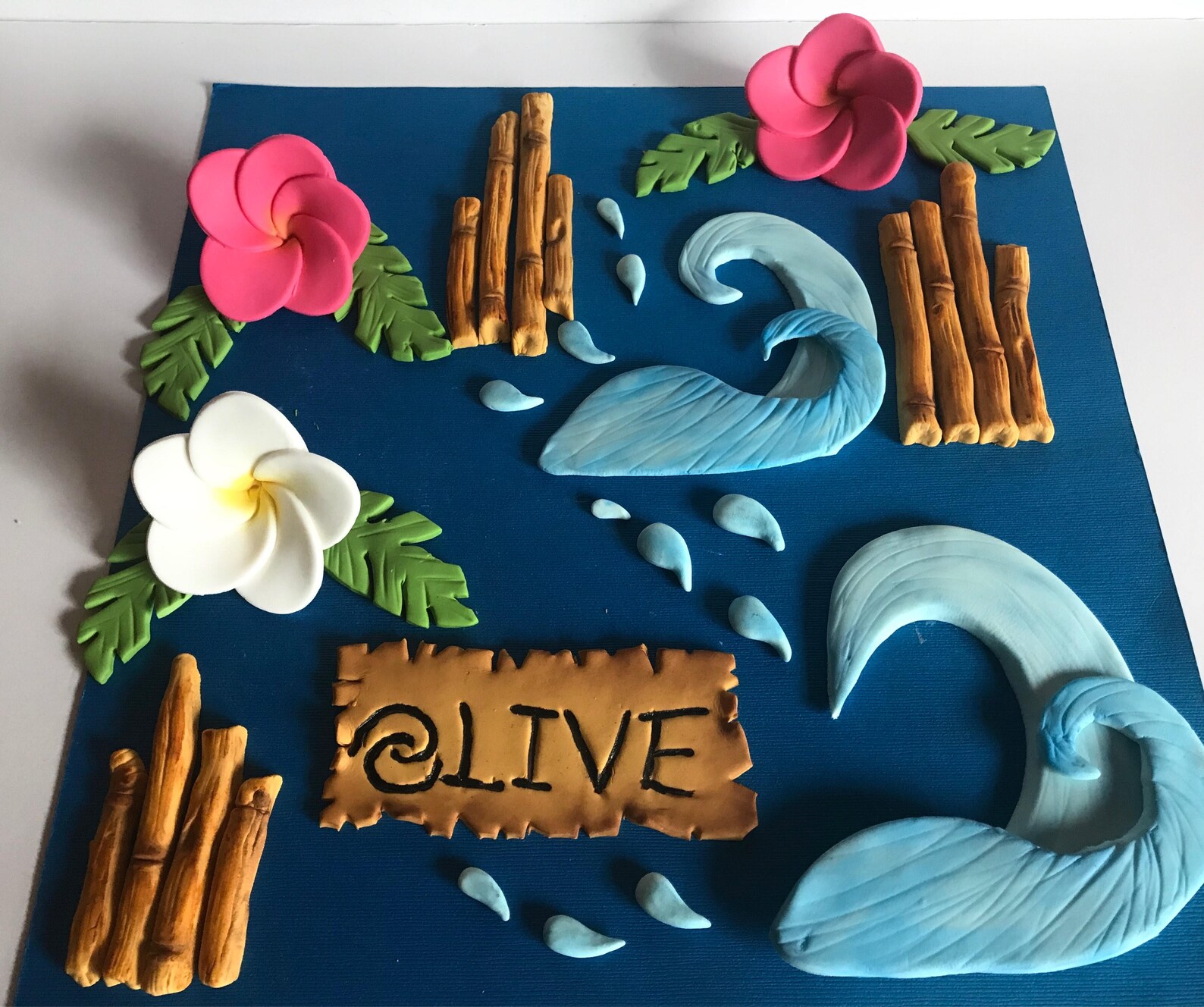 Fondant Waves and Flowers Large KIT Edible Sugar Cake Topper - Etsy