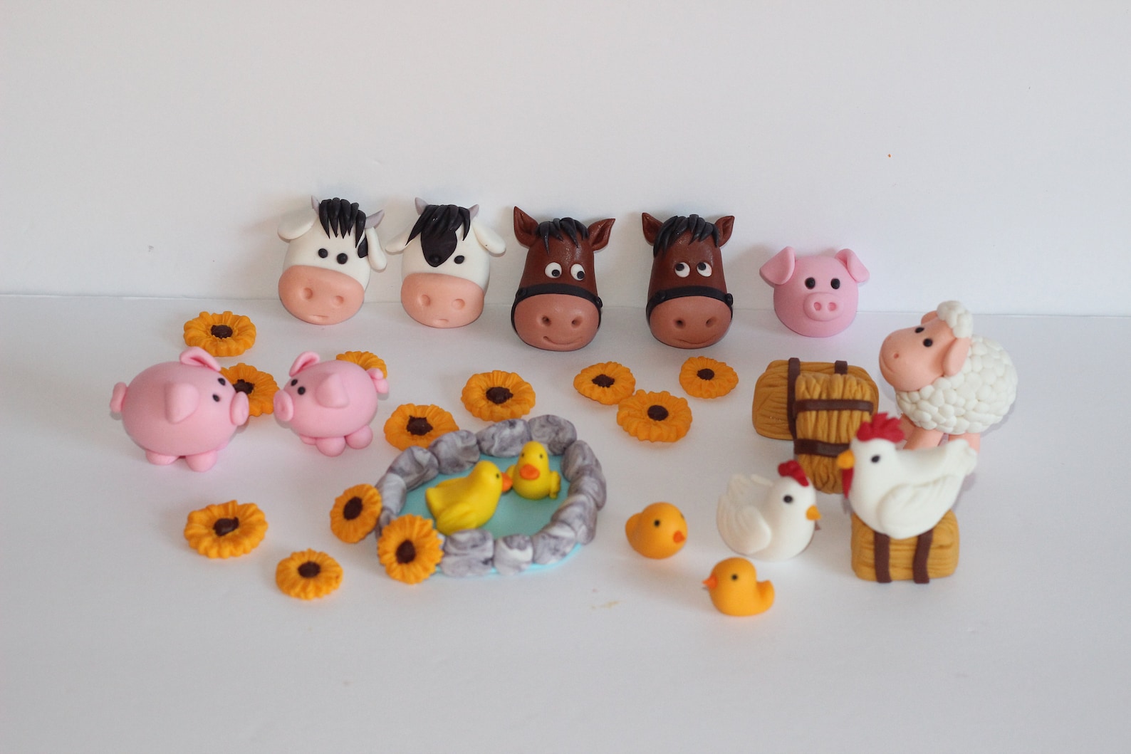 Fondant Farm Animals Cake Decoration Cow Donkey Sheep Chicken - Etsy