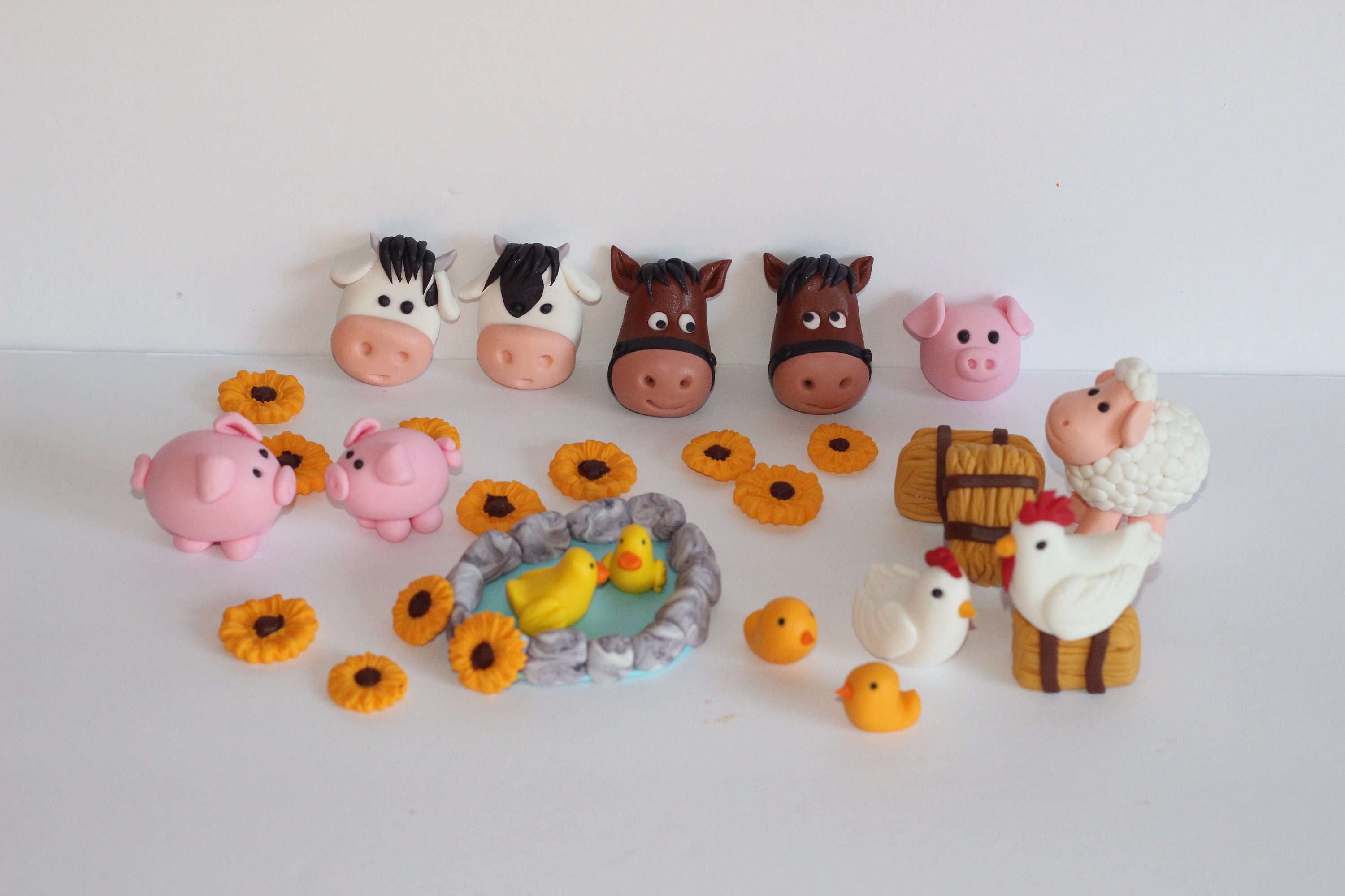 Fondant Farm Animals Cake Decoration Cow Donkey Sheep Chicken - Etsy