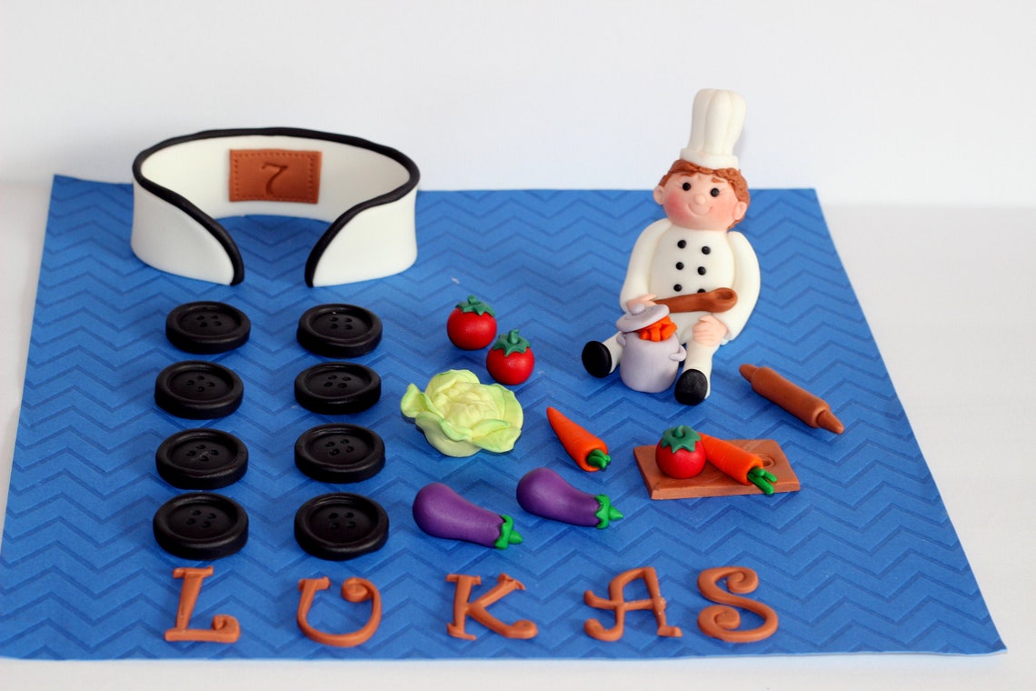 Fondant Chef Cake Topper Cooking Party Cake Decoration - Etsy