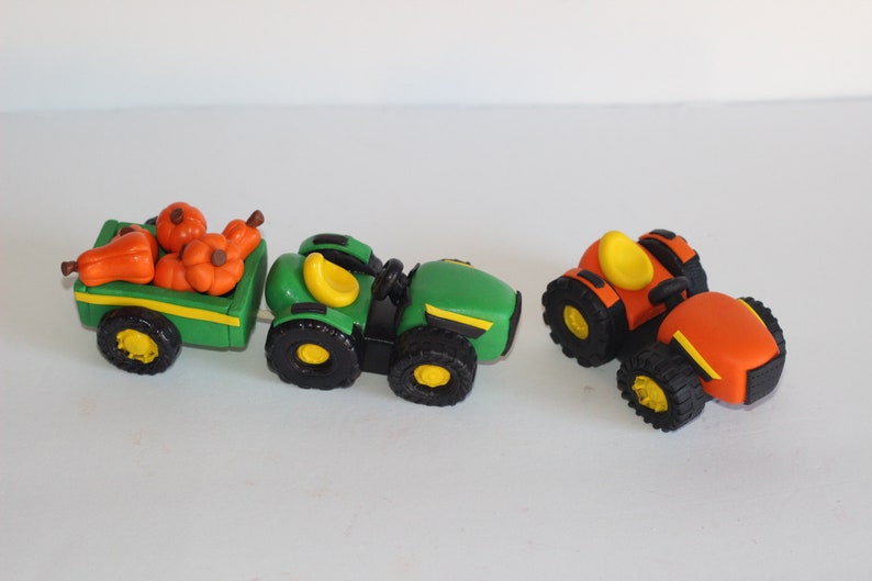 Fondant Tractor or Trailer With Pumpkins Farmer Cake Topper - Etsy