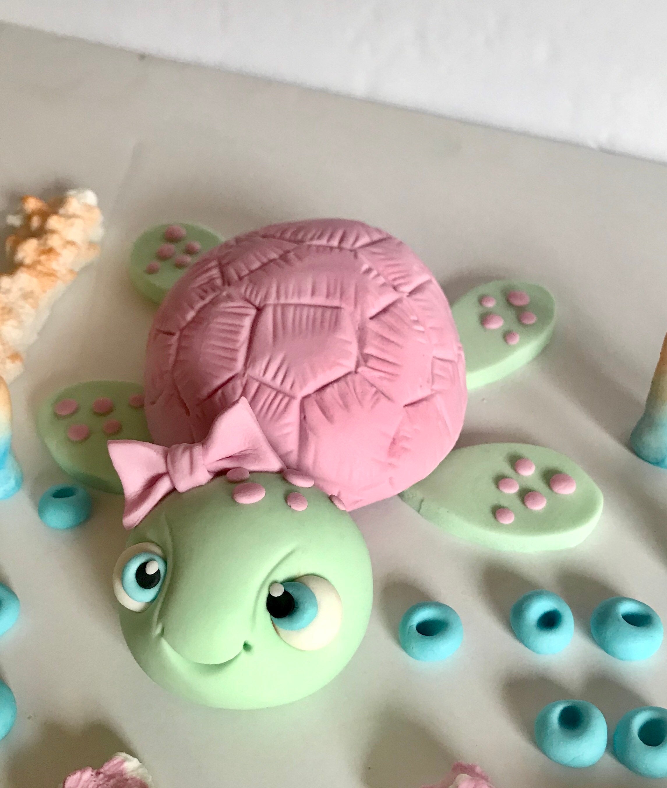 Fondant Large Turtle Girly Under the Sea Edible Sugar Cake - Etsy