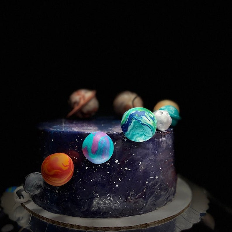 Fondant Planets Solar System Cake Toppers Rocket Cake Topper - Etsy