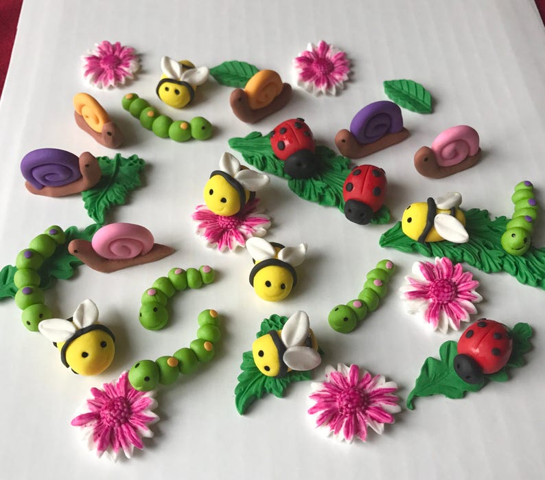 Fondant 3D Lady Bugs Snails Bees Ctrepillars Daisy Flowers - Etsy