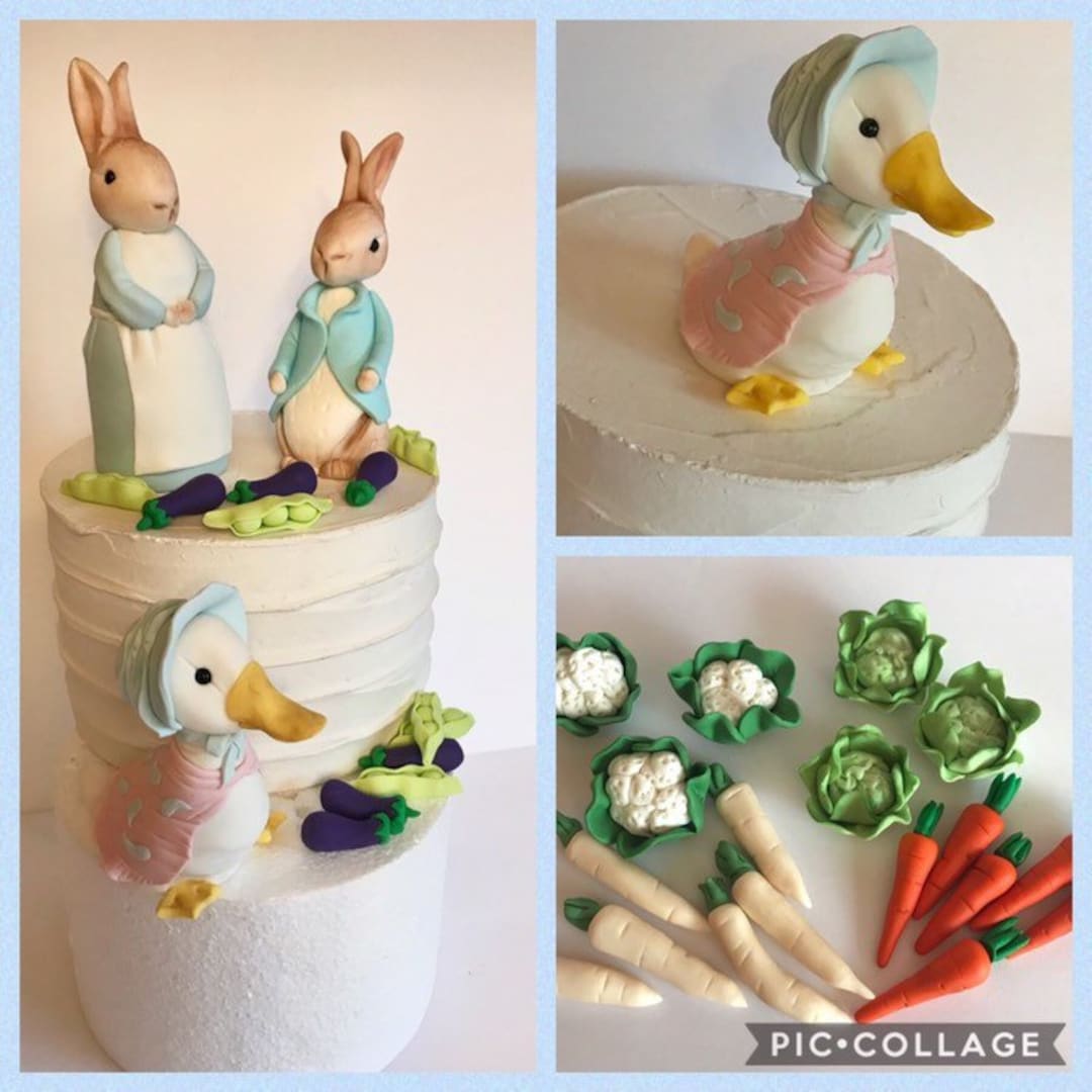 Fondant Rabbit-duck- Vegetables Garden Cake Decoration - Etsy