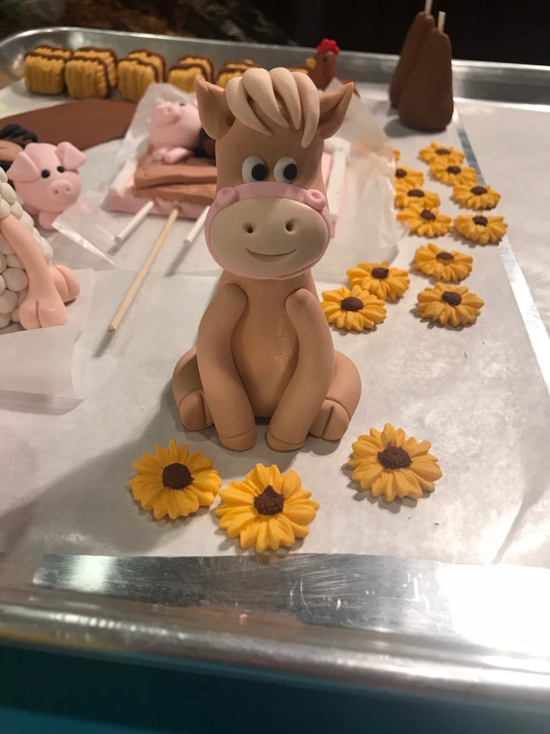 Fondant Farm Animals Cake Toppers Barn Baby Shower Birthday Cake ...