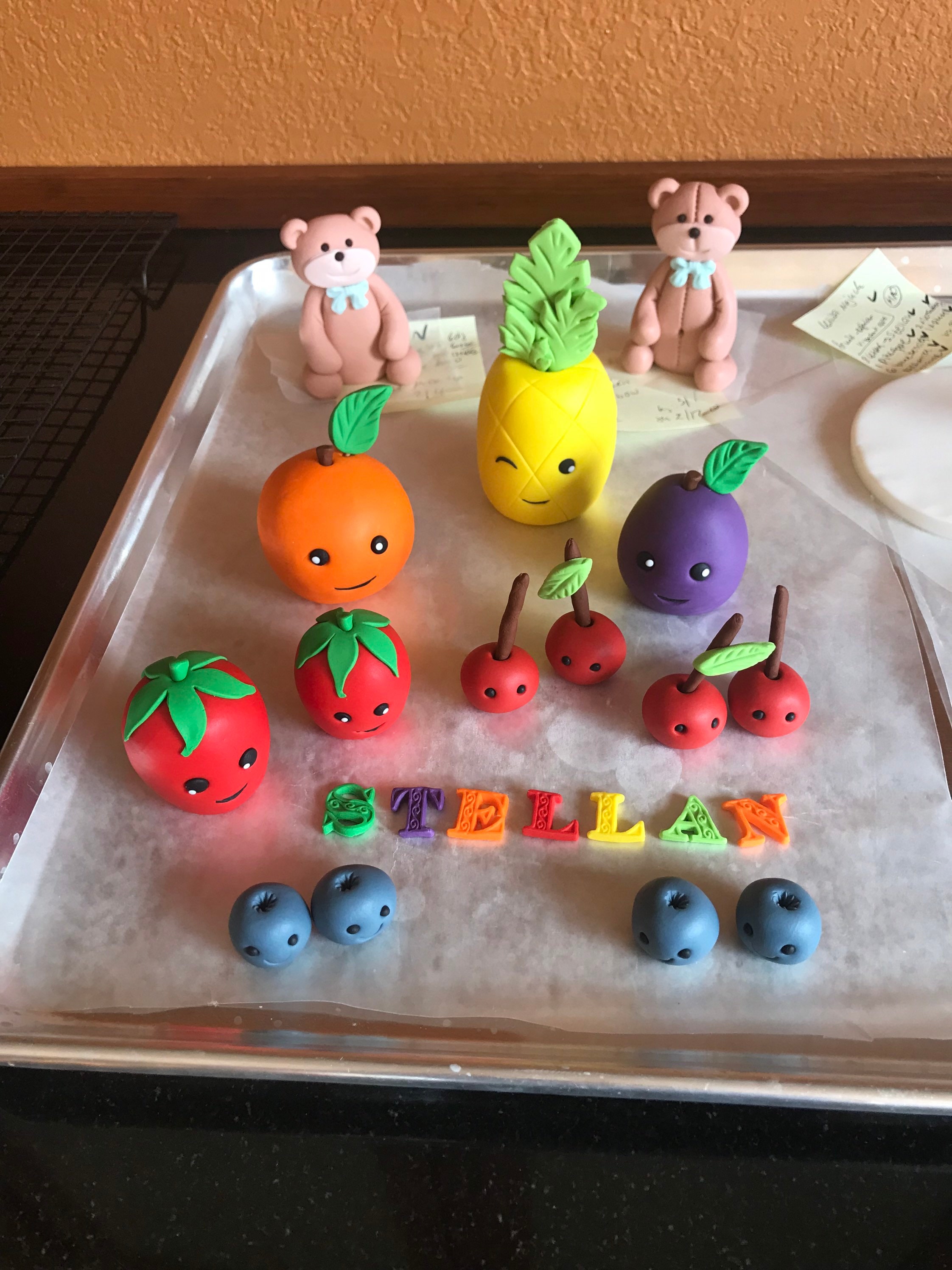 Fondant Fruits Cake Toppers Melon Lemon Orange Pineapple | Etsy