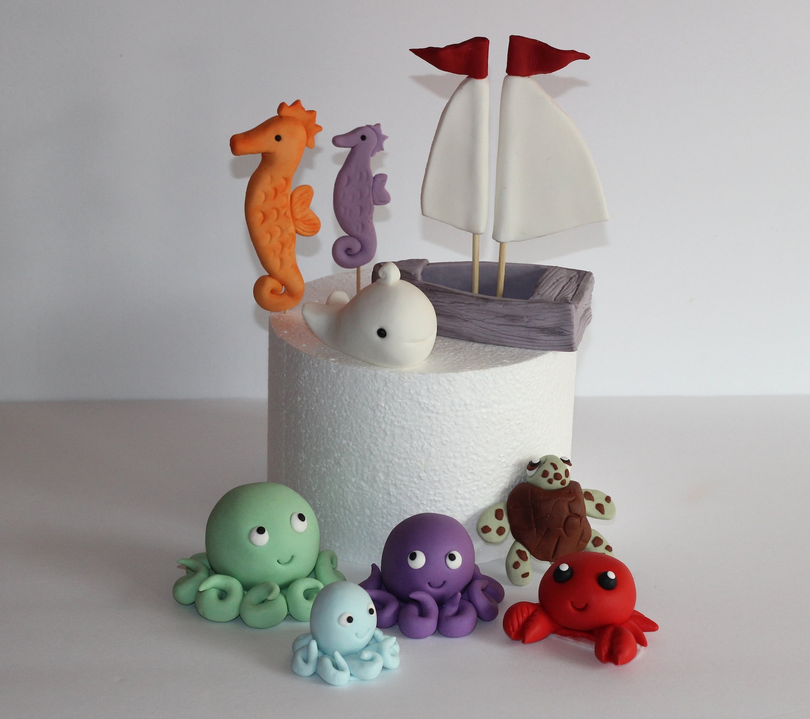 Fondant Octopus Under Sea Creatures Decoration Sugar Cake | Etsy