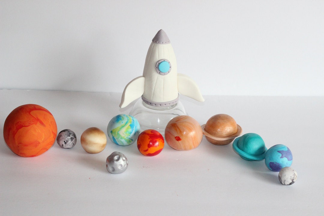 Fondant Planets Solar System Cake Toppers Rocket Cake Topper - Etsy