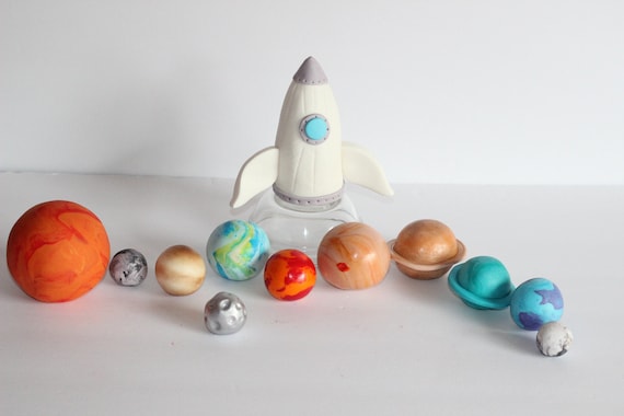 Fondant Planets Solar System Cake Toppers Rocket Cake Topper Etsy Canada