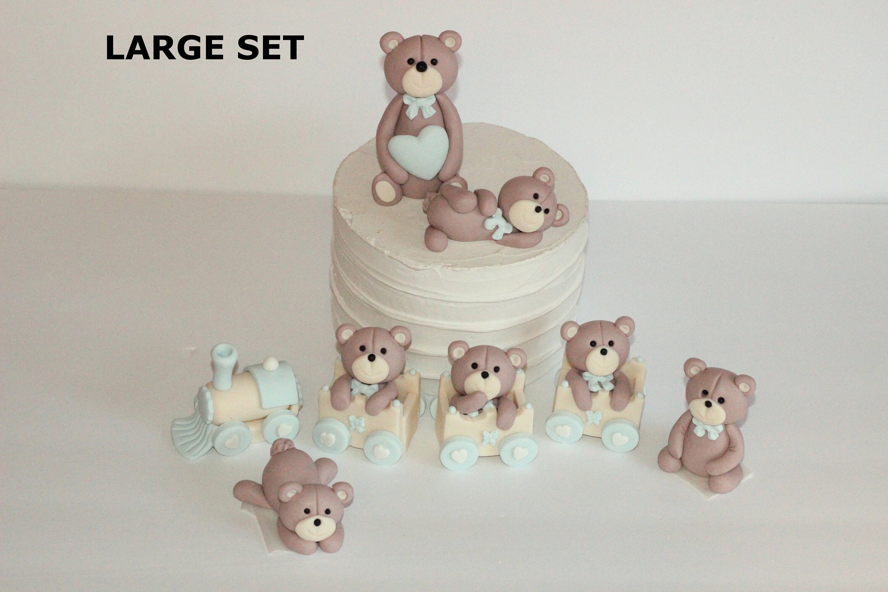 Fondant Teddy Bears and a Train Cake Topper Baby Shower - Etsy
