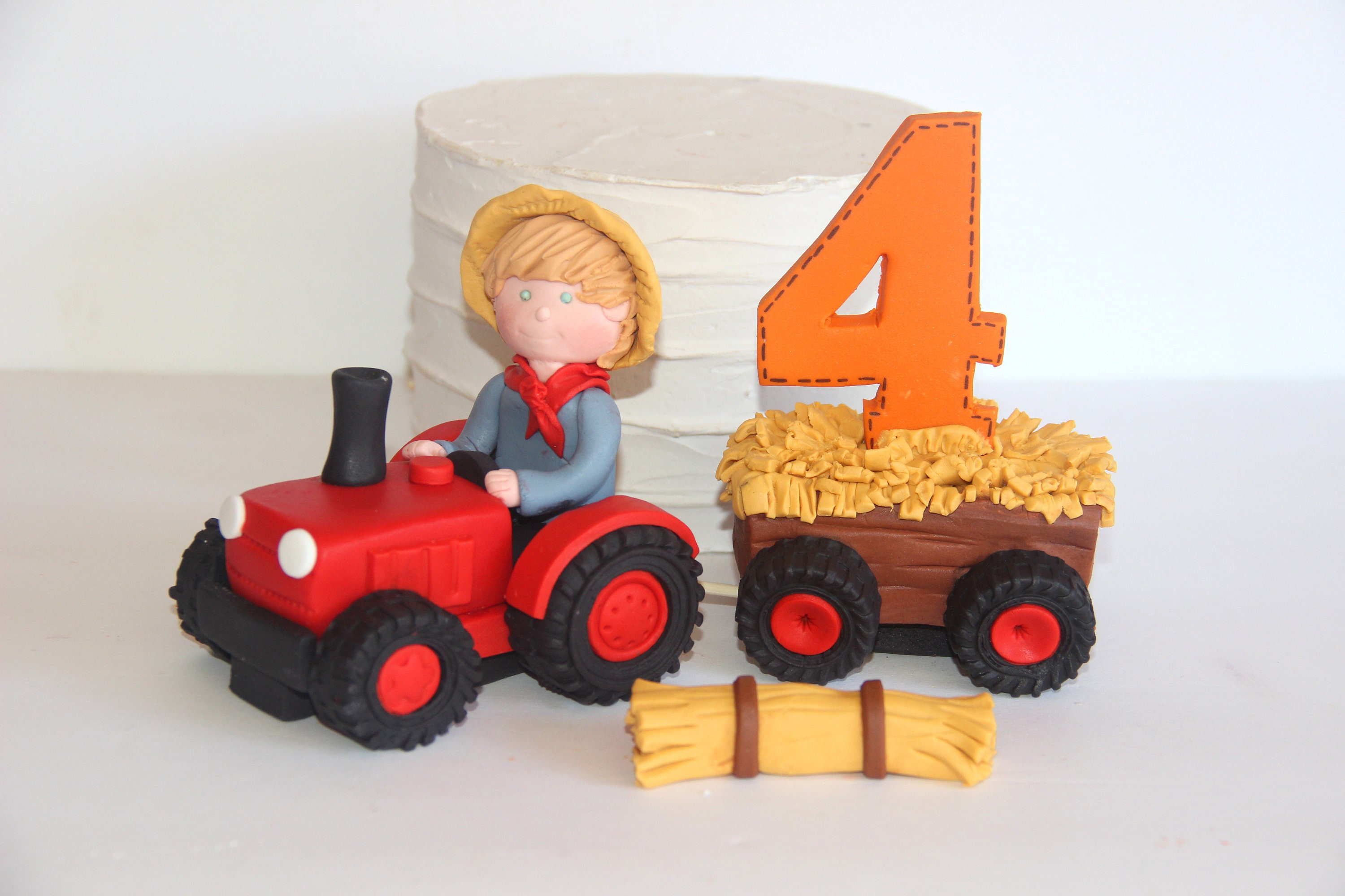 Fondant Tractor Farmer Cake Topper Farm Boy - Etsy