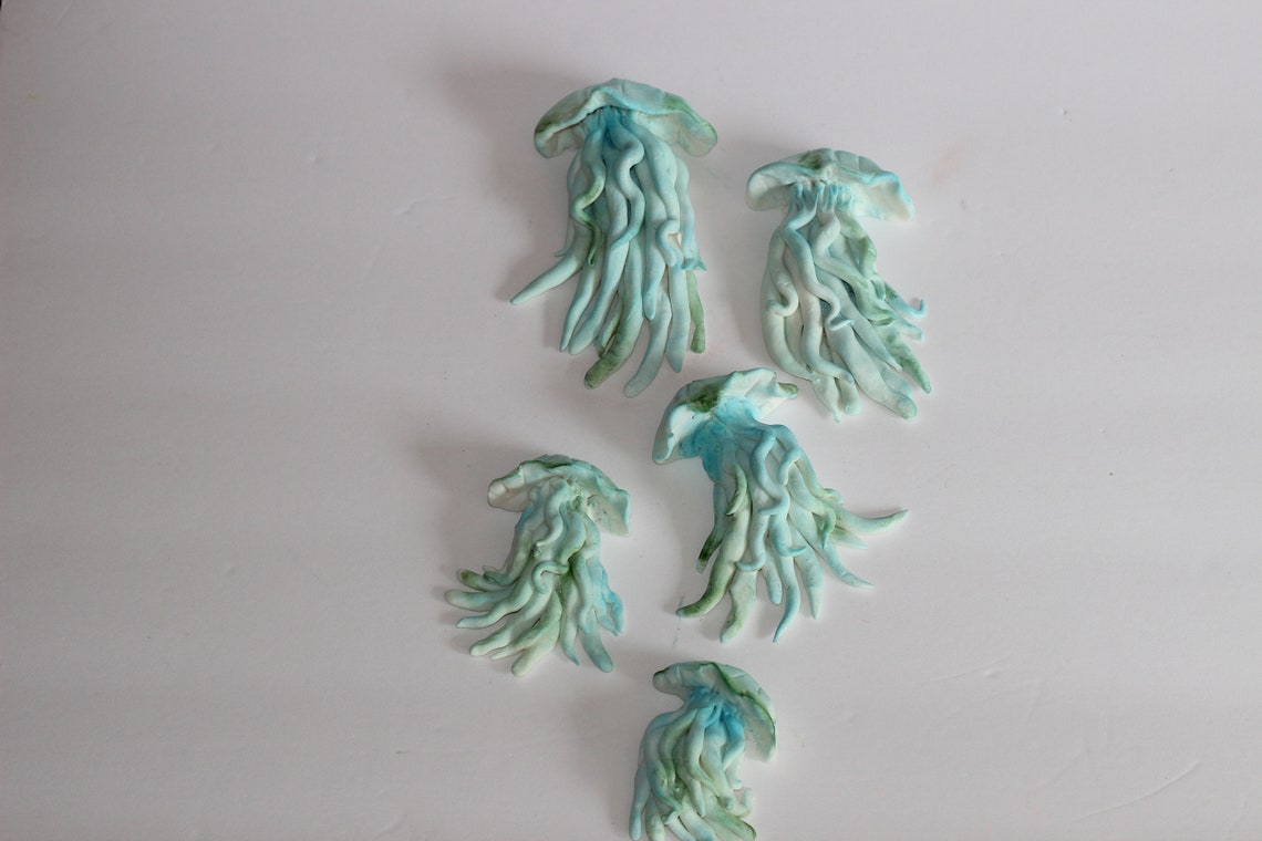Fondant Jellyfish Fondant Decoration Sugar Cake Topper Ocean - Etsy