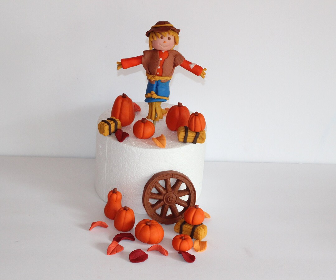 Fondant Pumpkin Patch Scarecrow Cake Toppers Cake Decoration - Etsy