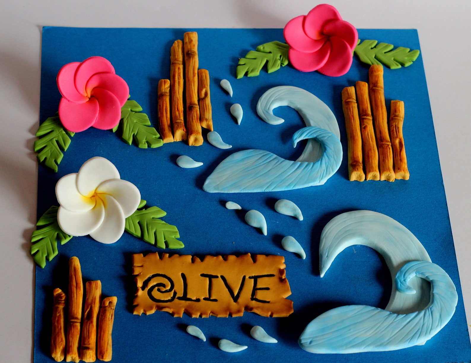 Fondant Waves and Flowers Large KIT Edible Sugar Cake Topper - Etsy