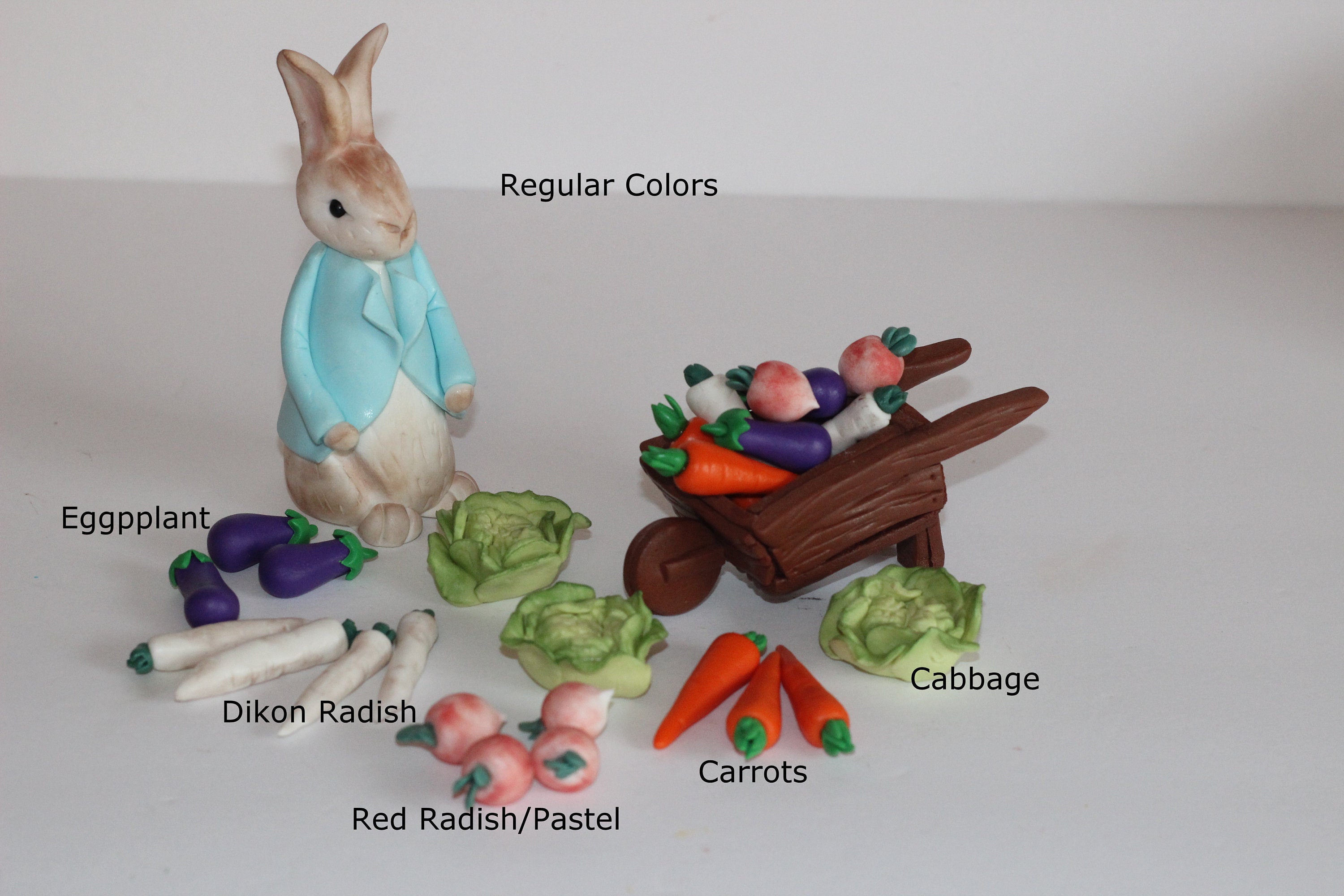 Fondant Rabbit Vegetables Garden Cake Decoration - Etsy