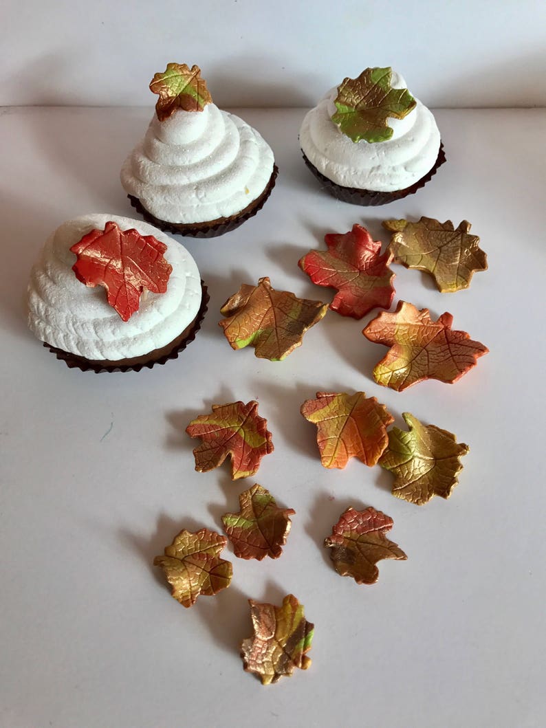Fondant 12 Maple Leaves Fall Edible Sugar Topper Wedding Cake - Etsy
