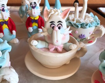 Fondant Tea Cup Rabbit Cat Lock Cake Topper | Etsy