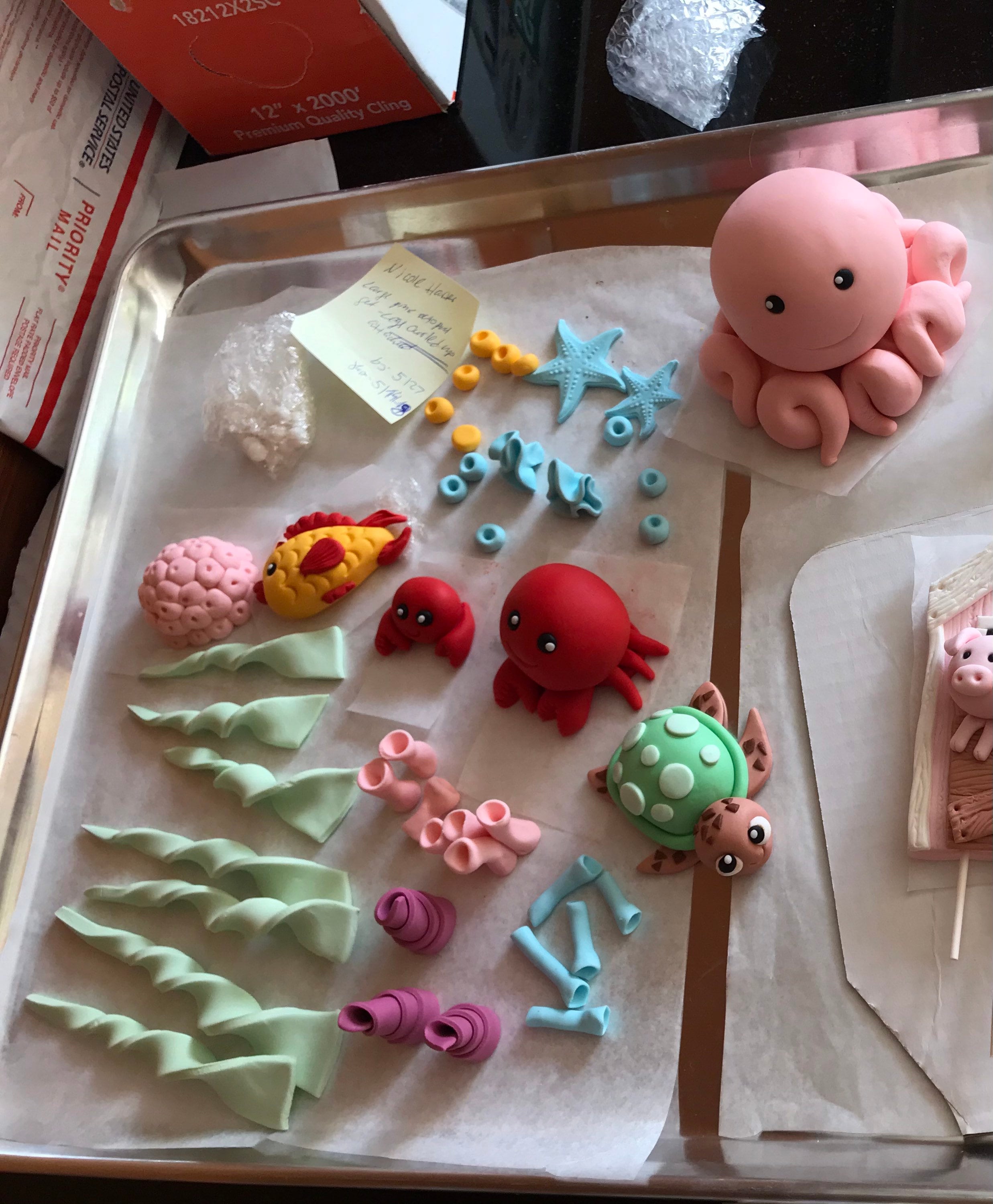 Fondant Octopus Crabs Turtle Fish Under Sea Creatures Decoration Sugar ...