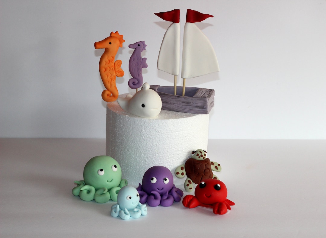 Fondant Octopus Under Sea Creatures Decoration Sugar Cake Topper Ocean ...