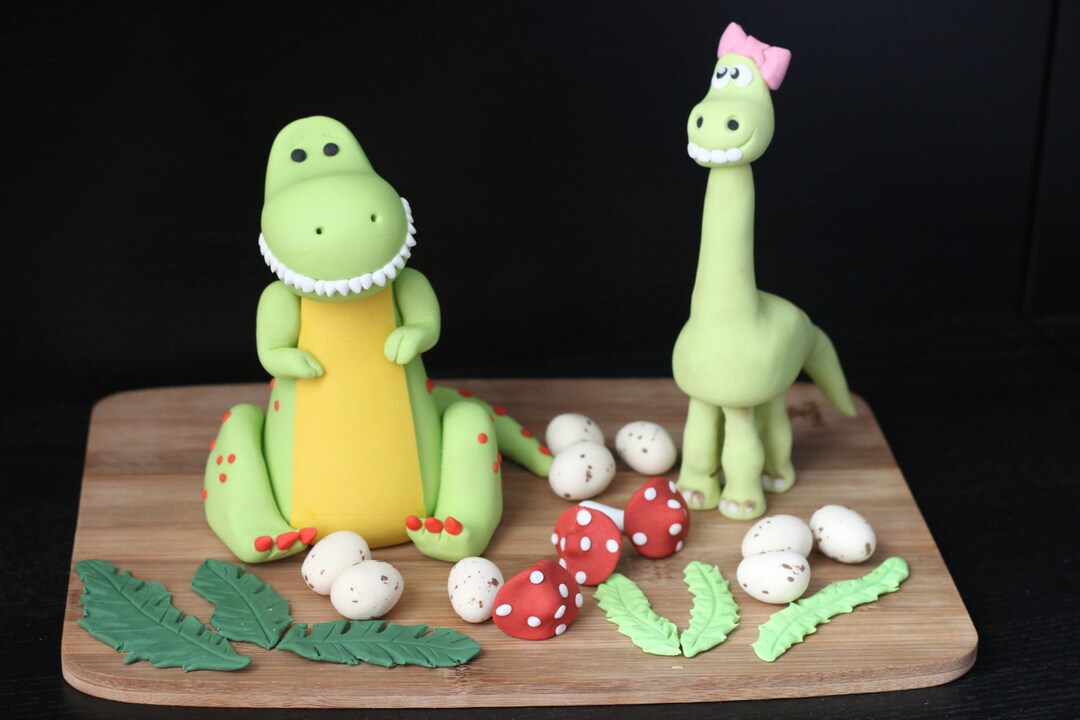 Fondant Dinosaurs Cake Topper: T-rex, Brontosaurus, Baby Shower ...