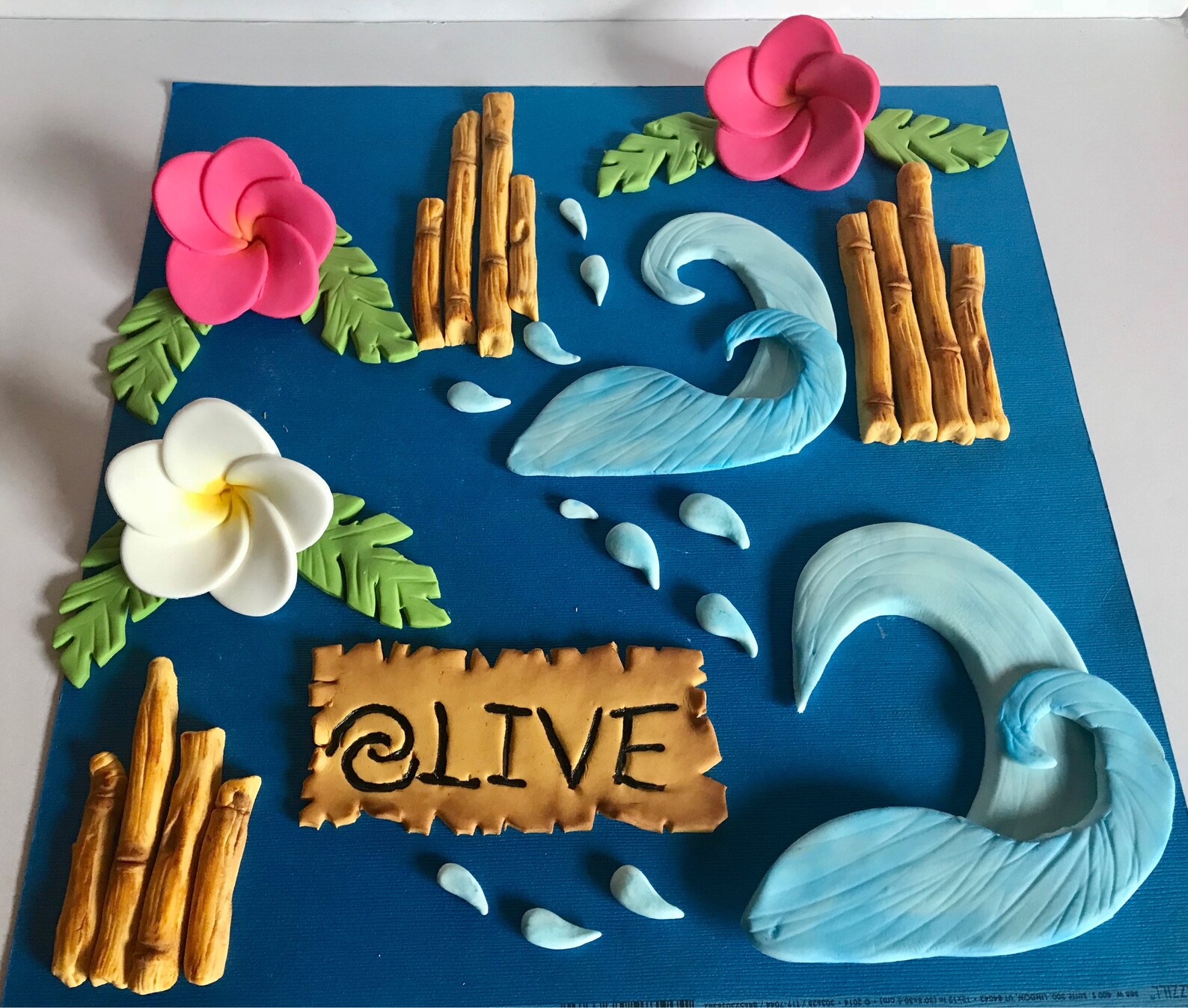 Fondant Waves and Flowers Large KIT Edible Sugar Cake Topper - Etsy