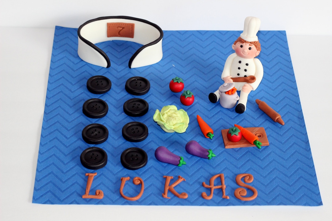 Fondant Chef Cake Topper Cooking Party Cake Decoration - Etsy