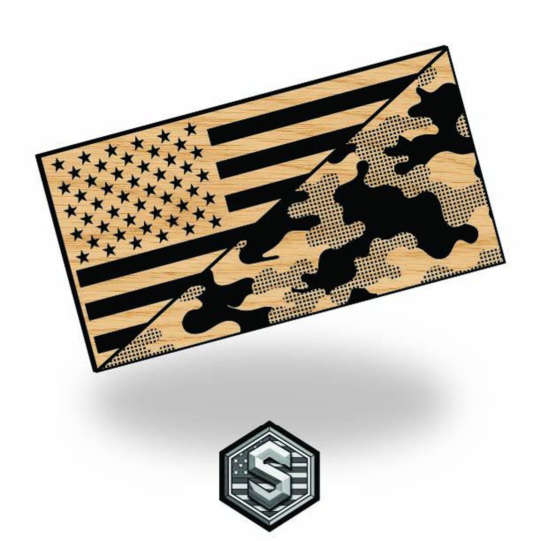 Custom Logo Split Flag SVG, Camo American Sign Template (laser Cut File ...