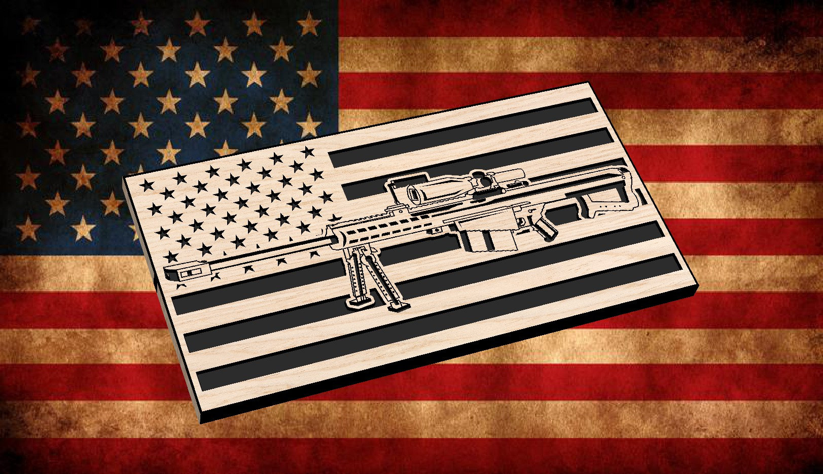 Barrett M82A1 Sniper American Flag SVG, Laser Cut CNC File - Etsy