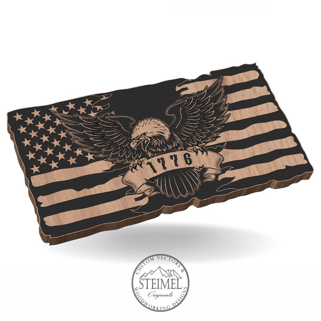 Rustic Tattered Center Flag Eagle Holding American Flag 1776 SVG ...