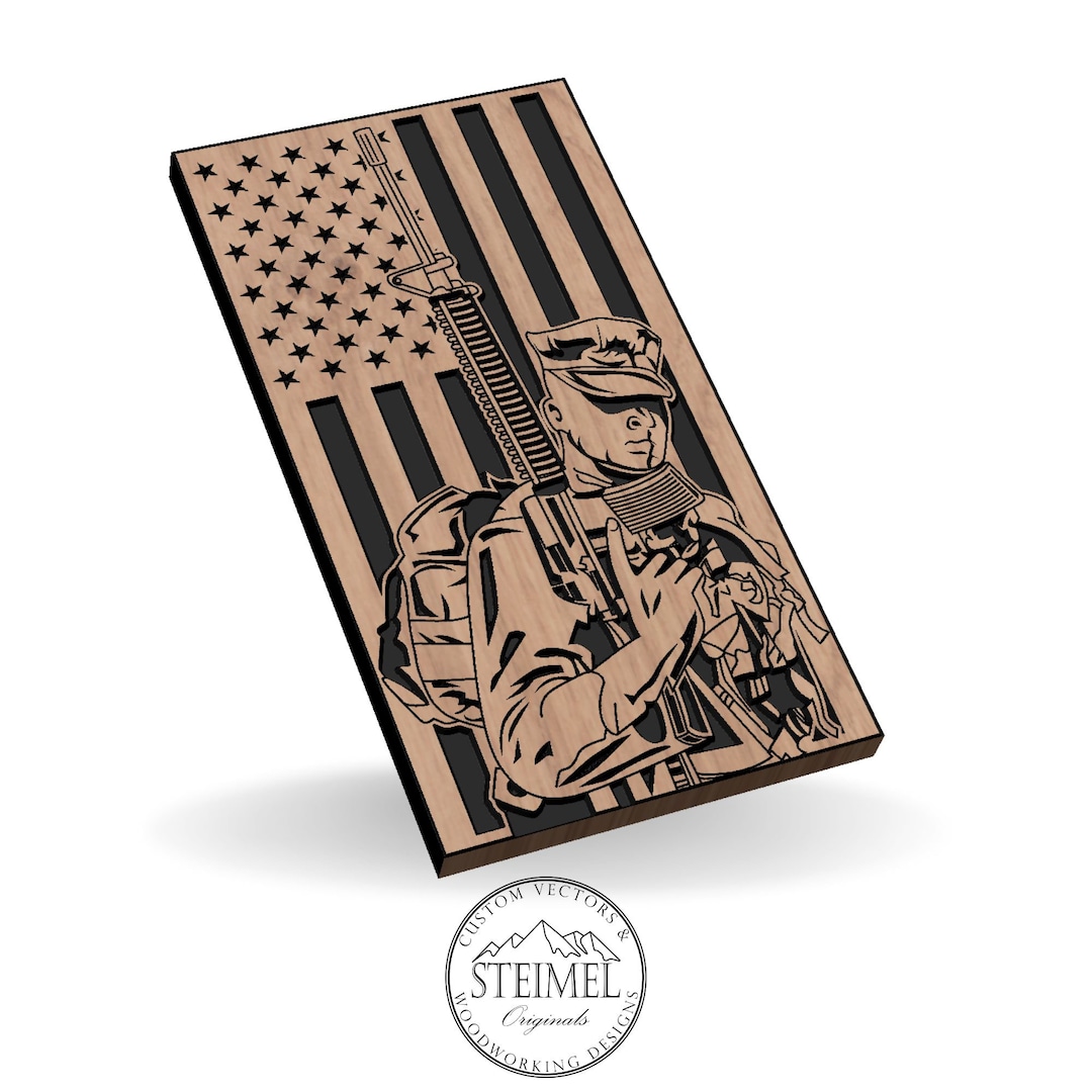 Vertical Flag American Soldier, Patriotic, SVG, Laser Engraving, CNC ...