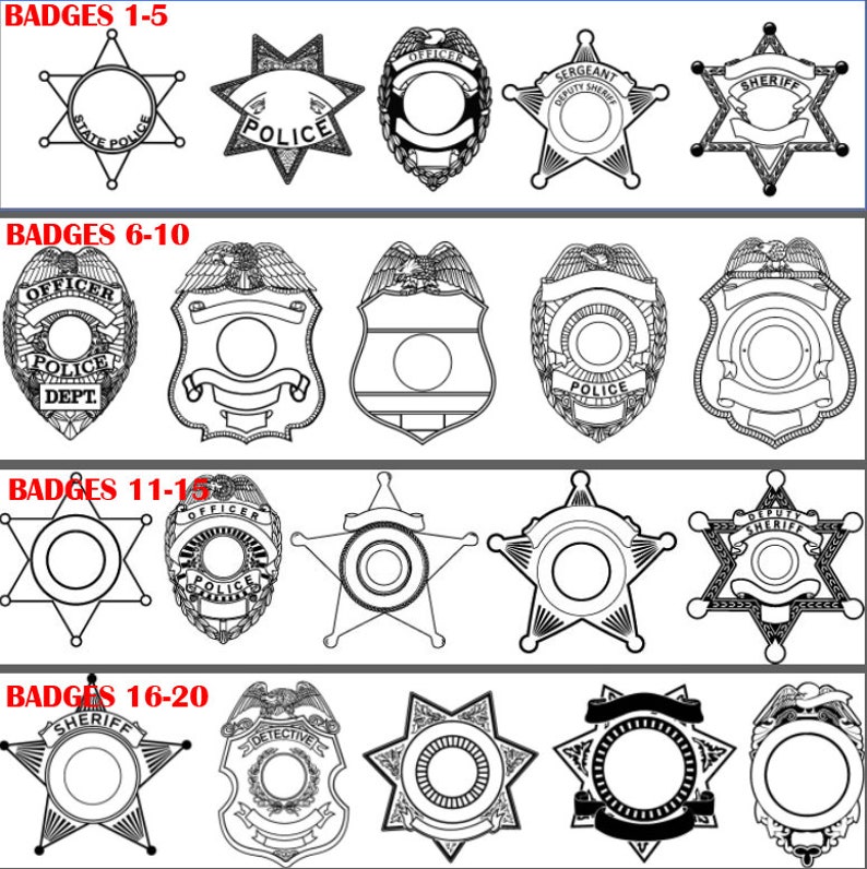Police Badge Assortment SVG, Law Enforcement Vector, CNC, Cricut - Etsy