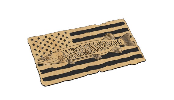 Pike Rustic American Flag SVG Fishing Outdoors Fish Sport - Etsy