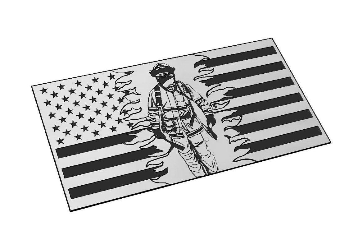 Fireman Tattered American Flag SVG Maltese Cross Fire - Etsy