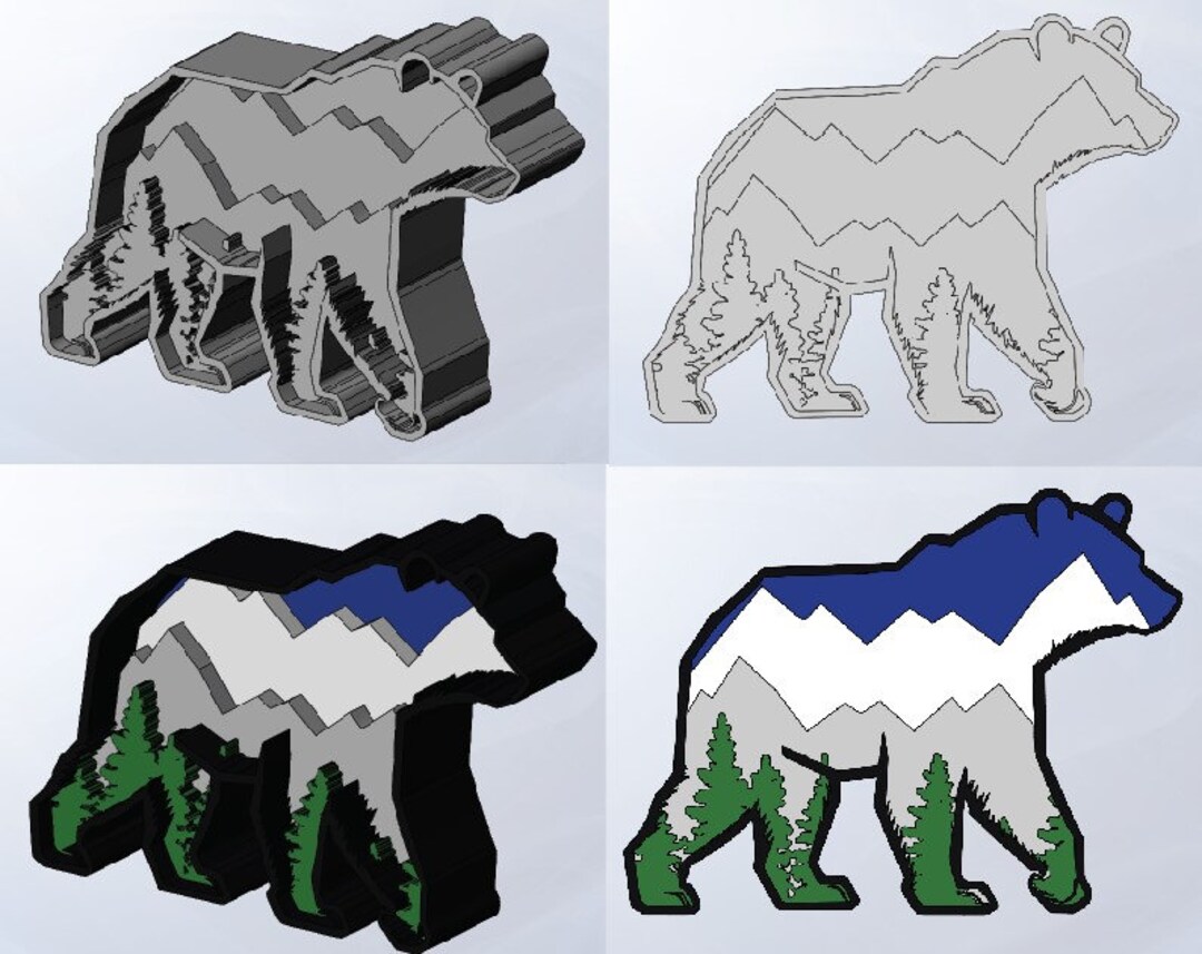 Bear STL File for 3d Printing, Single STL or Layered Version Included ...
