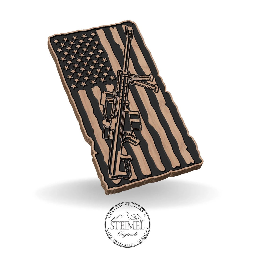 Barrett M82A1 Sniper Rustic American Flag SVG, Veteran Military Vector ...