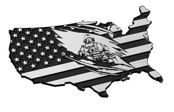 Tattered United States American Flag With Soldier Sign SVG - Etsy