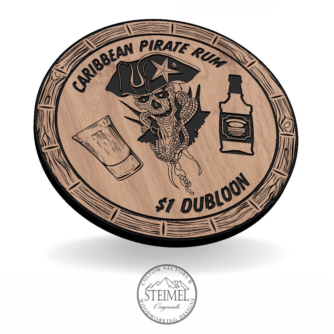 Caribbean Pirate Rum Wood Seal SVG , Laser Engraving, CNC, Cricut - Etsy